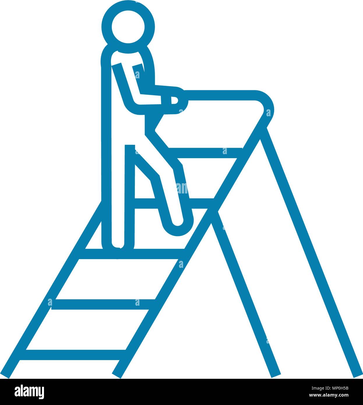 Climbing the corporate ladder linear icon concept. Climbing the ...