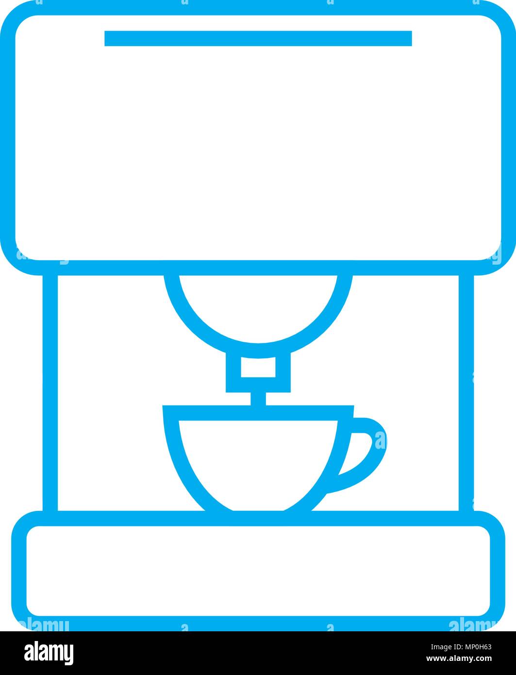 Coffee machine linear icon concept. Coffee machine line vector sign ...