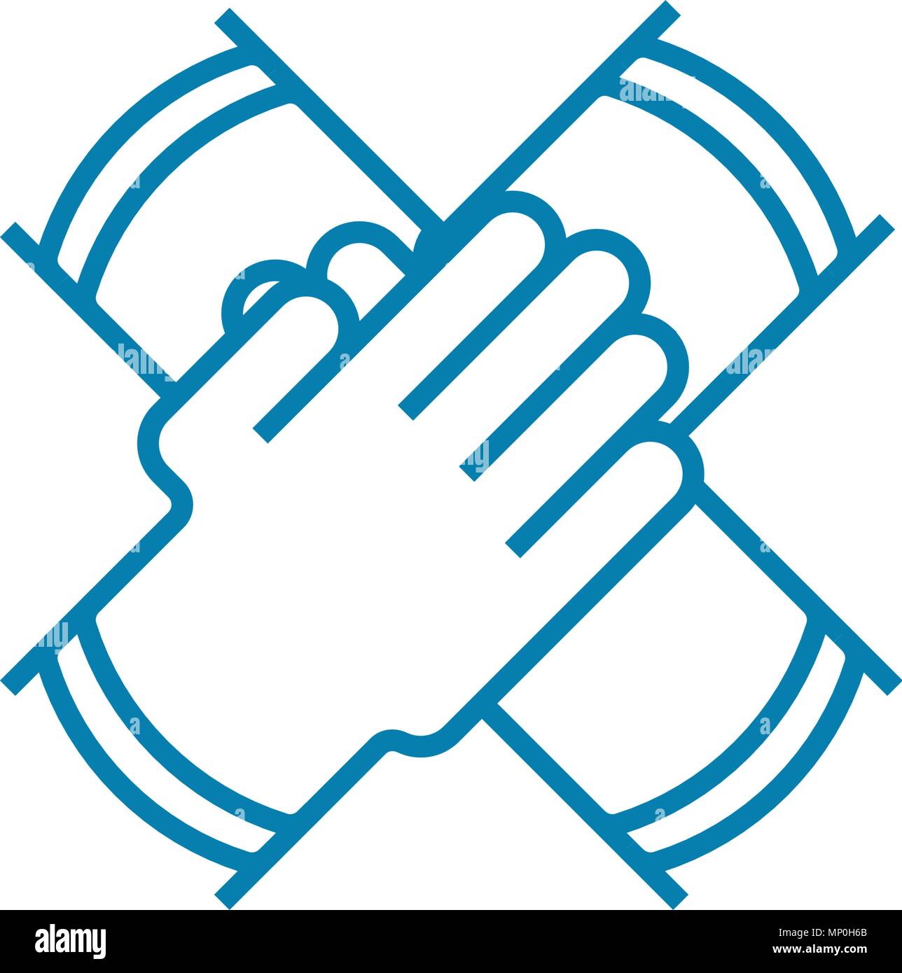 Collaborative work linear icon concept. Collaborative work line vector ...