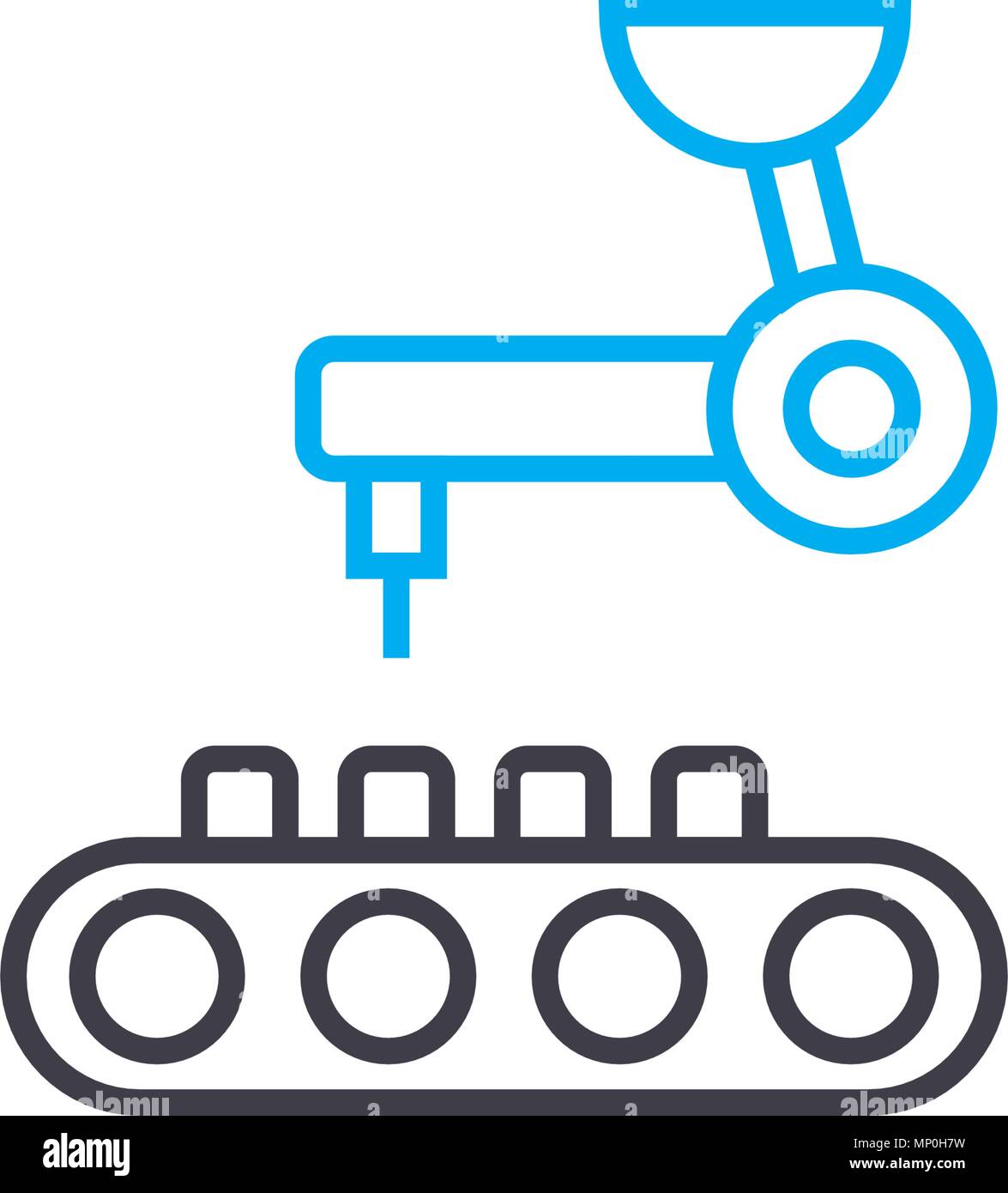 Computer-aided manufacturing linear icon concept. Computer-aided ...