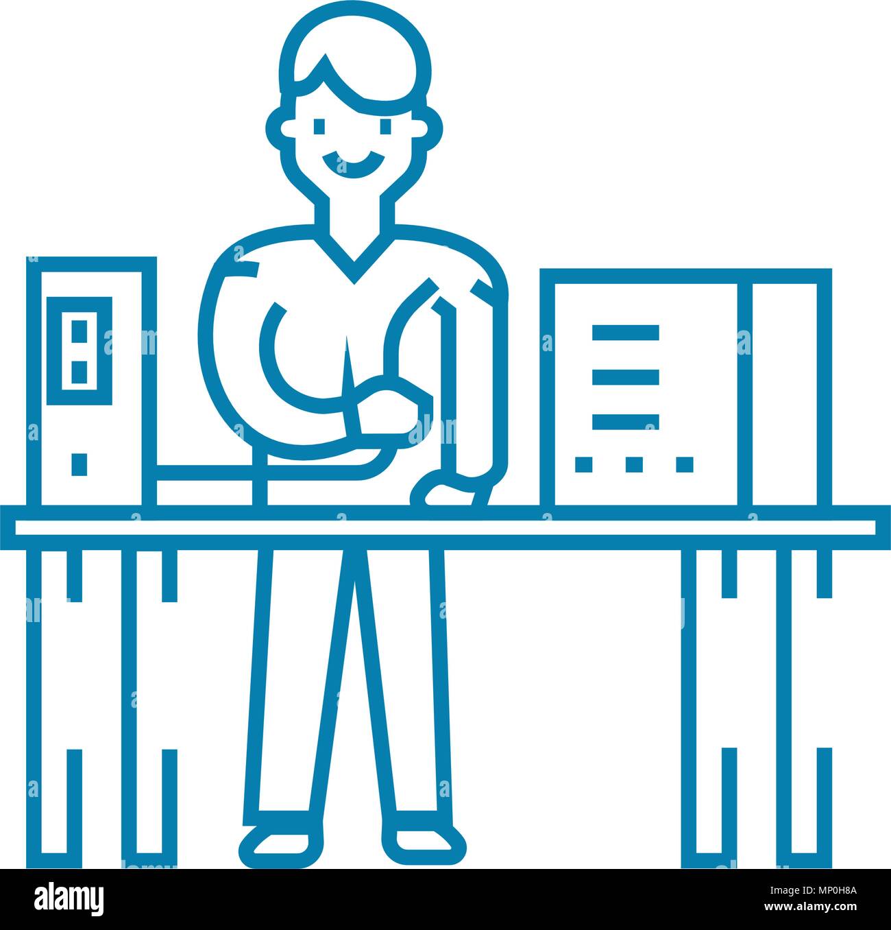 Computer repair linear icon concept. Computer repair line vector sign ...
