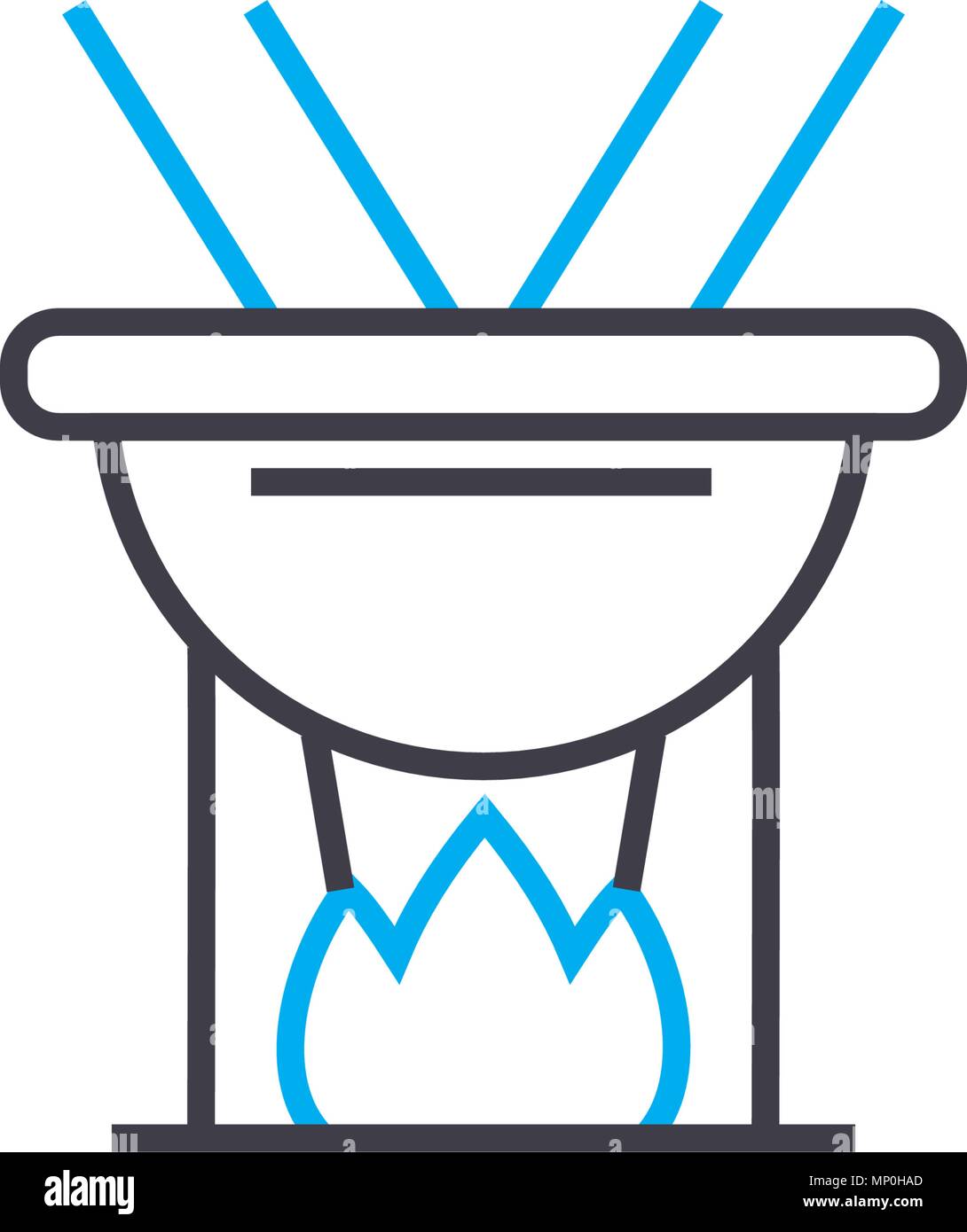 Cooking on fire linear icon concept. Cooking on fire line vector sign ...