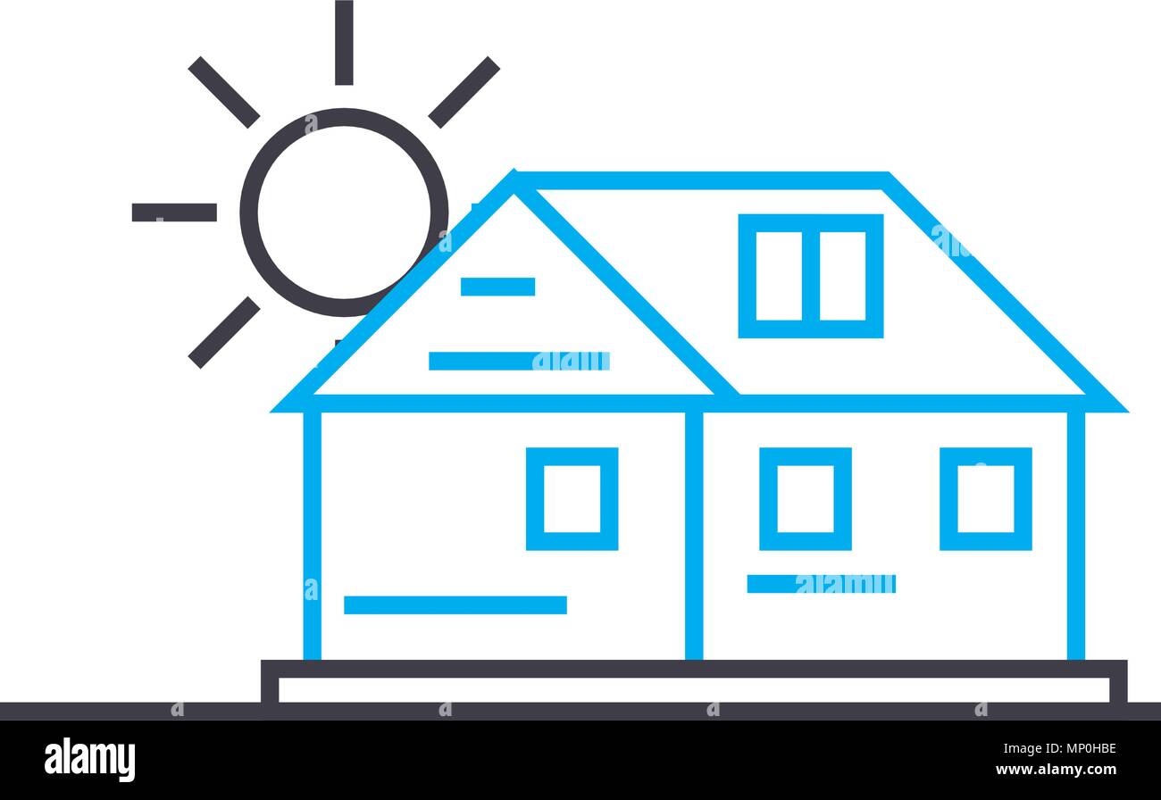 Country cottage area linear icon concept. Country cottage area line ...