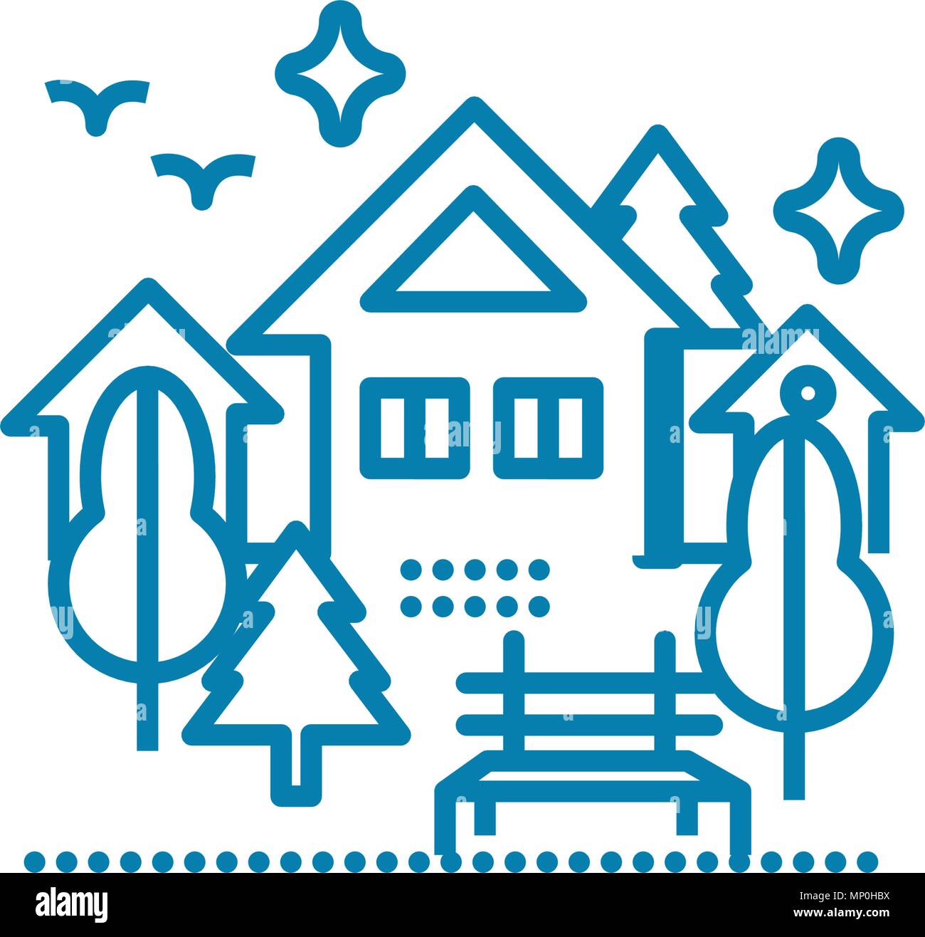 Country rest linear icon concept. Country rest line vector sign, symbol ...