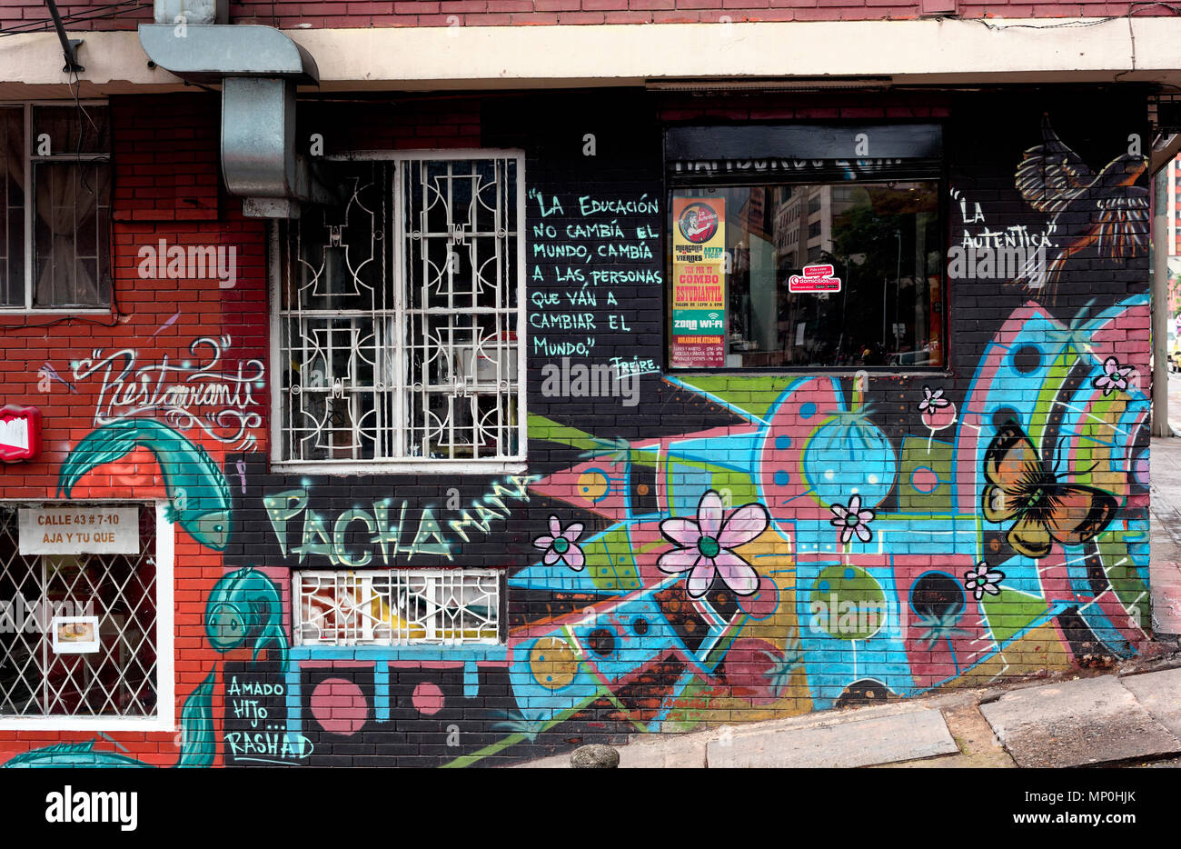 the painted streets of Bogota - Street art in Colombia Stock Photo - Alamy