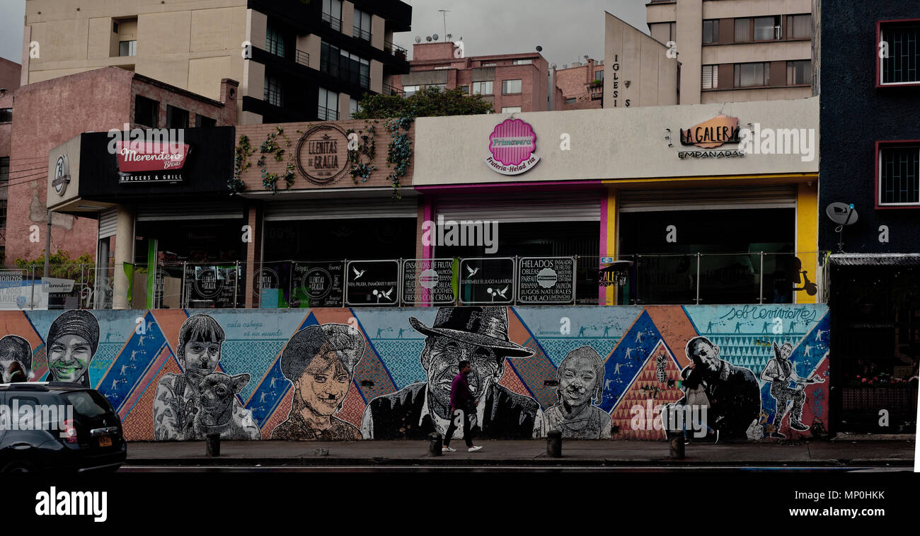 the painted streets of Bogota - Street art in Colombia Stock Photo - Alamy