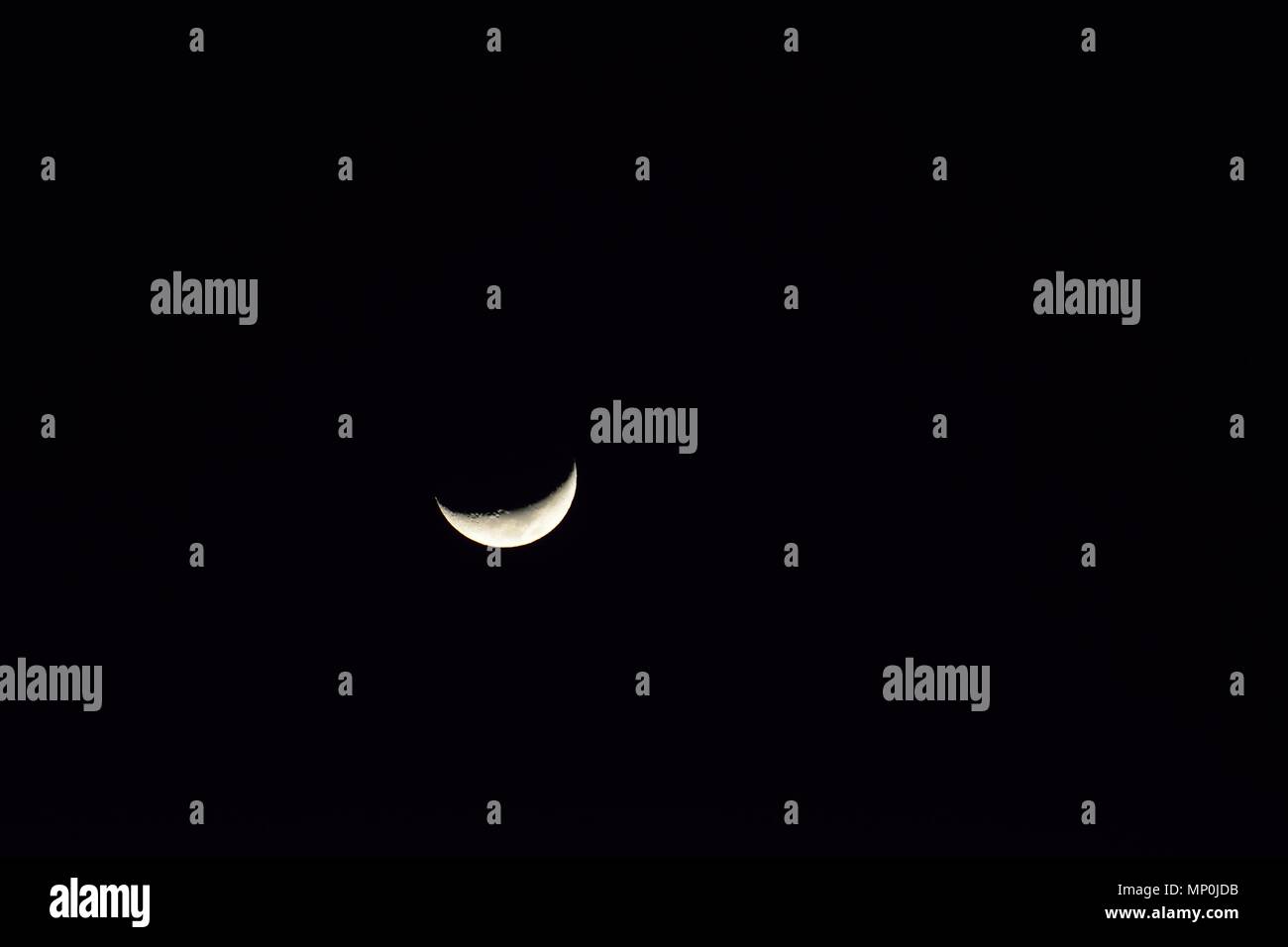 Nature background of shining half moon in dark night sky Stock Photo ...