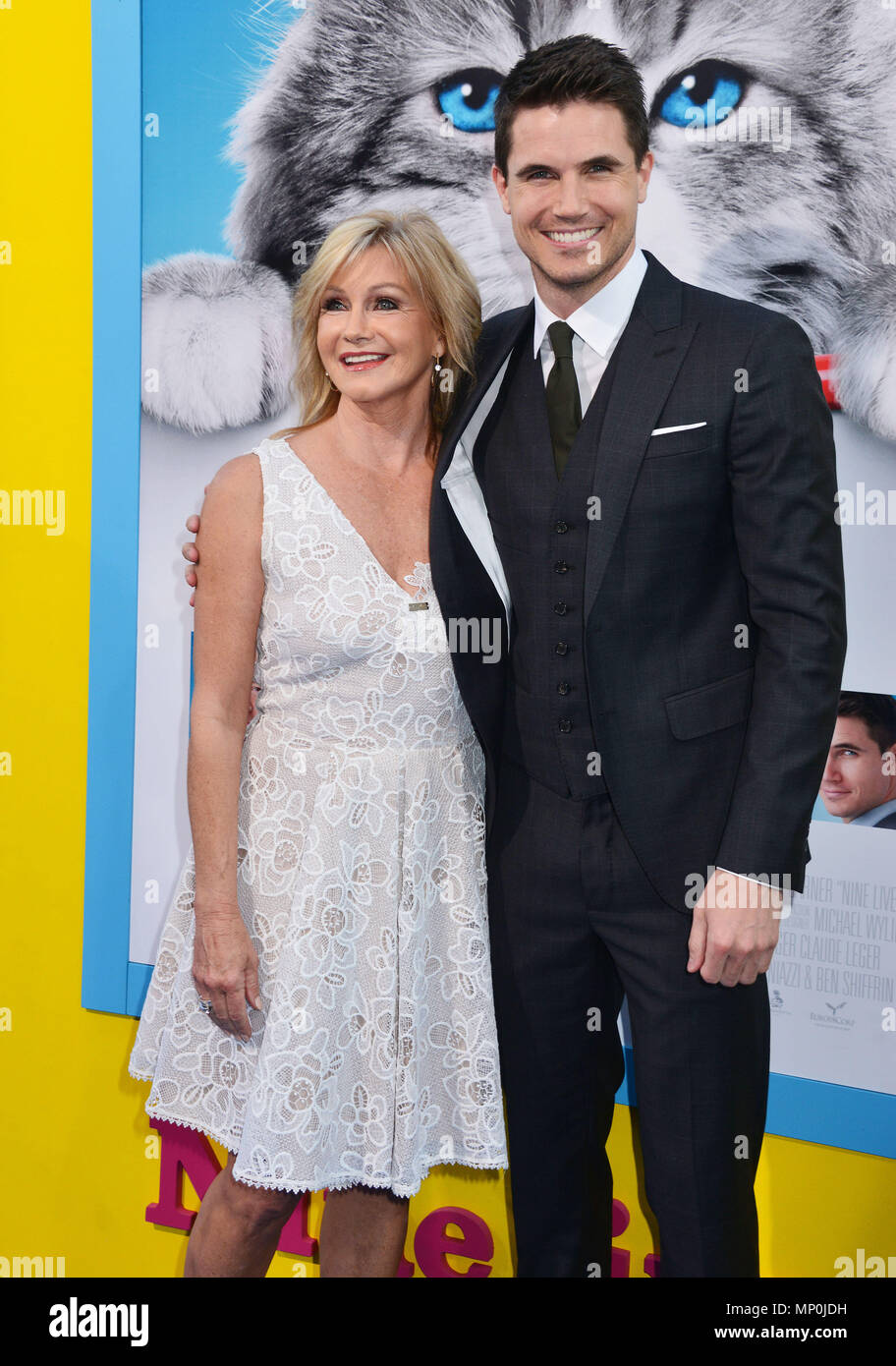 Robbie Amell and mom Jo at the Nine Lives Premiere at the TCL Chinese ...