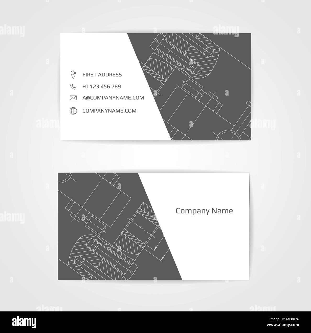 Engineering business card. Engineering drawings. vector illustration ...