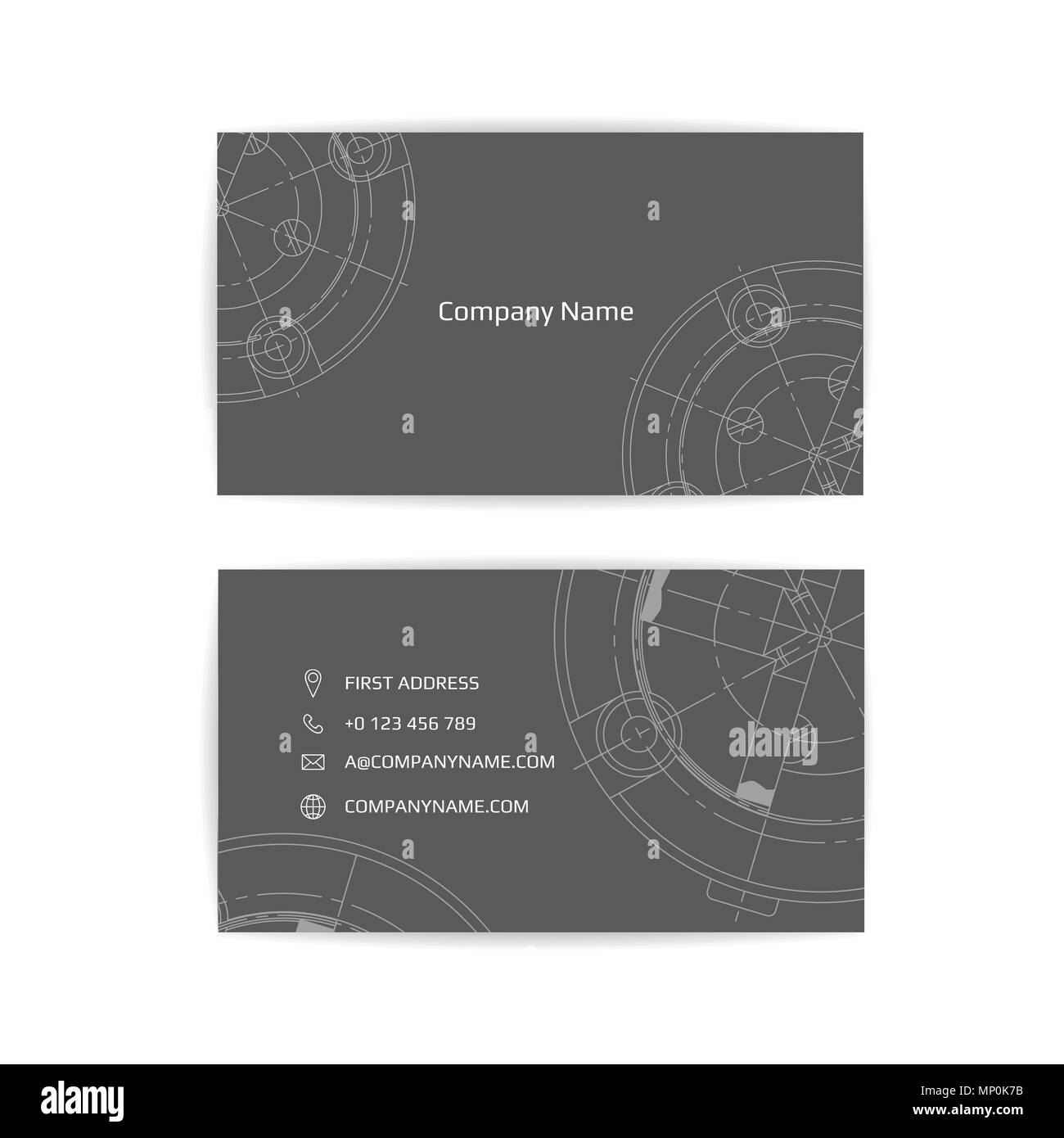 Engineering business card. Engineering drawings. vector illustration ...