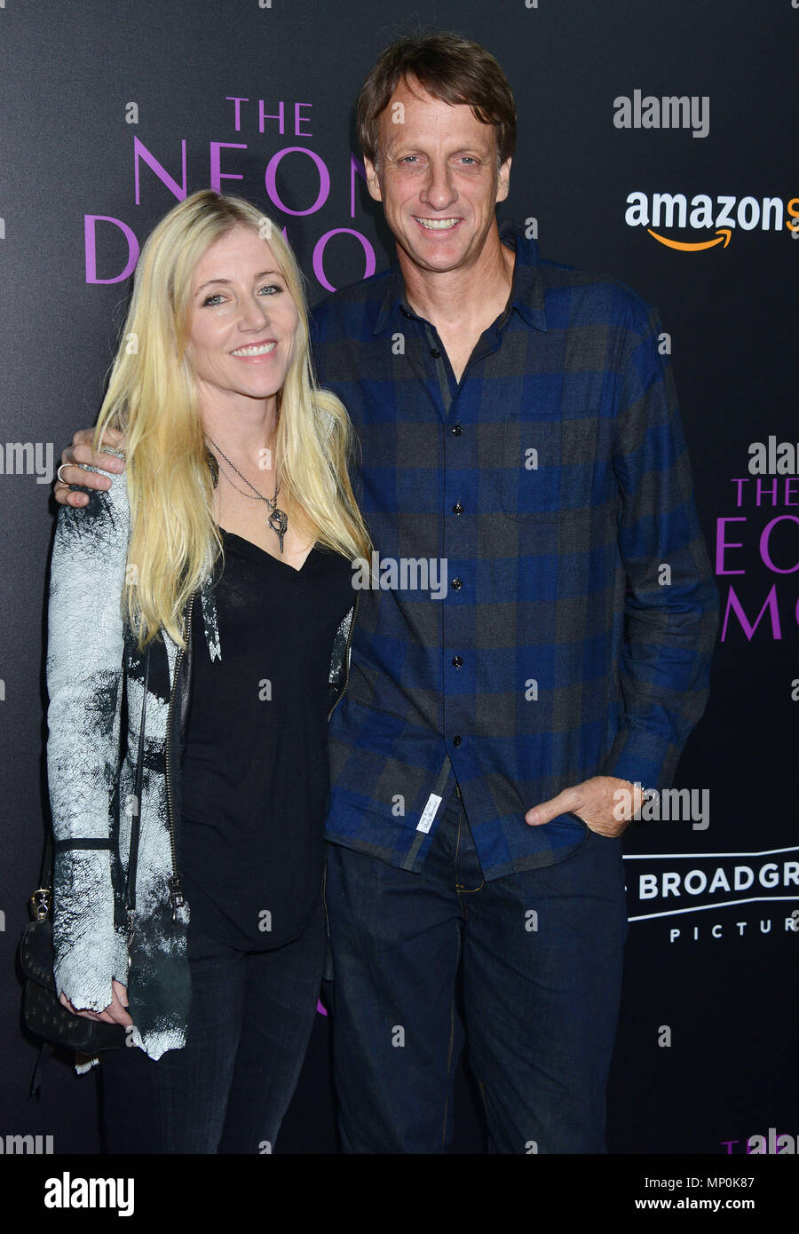 Tony Hawk and wife at the premiere of Amazon's 'The Neon Demon' at the ...
