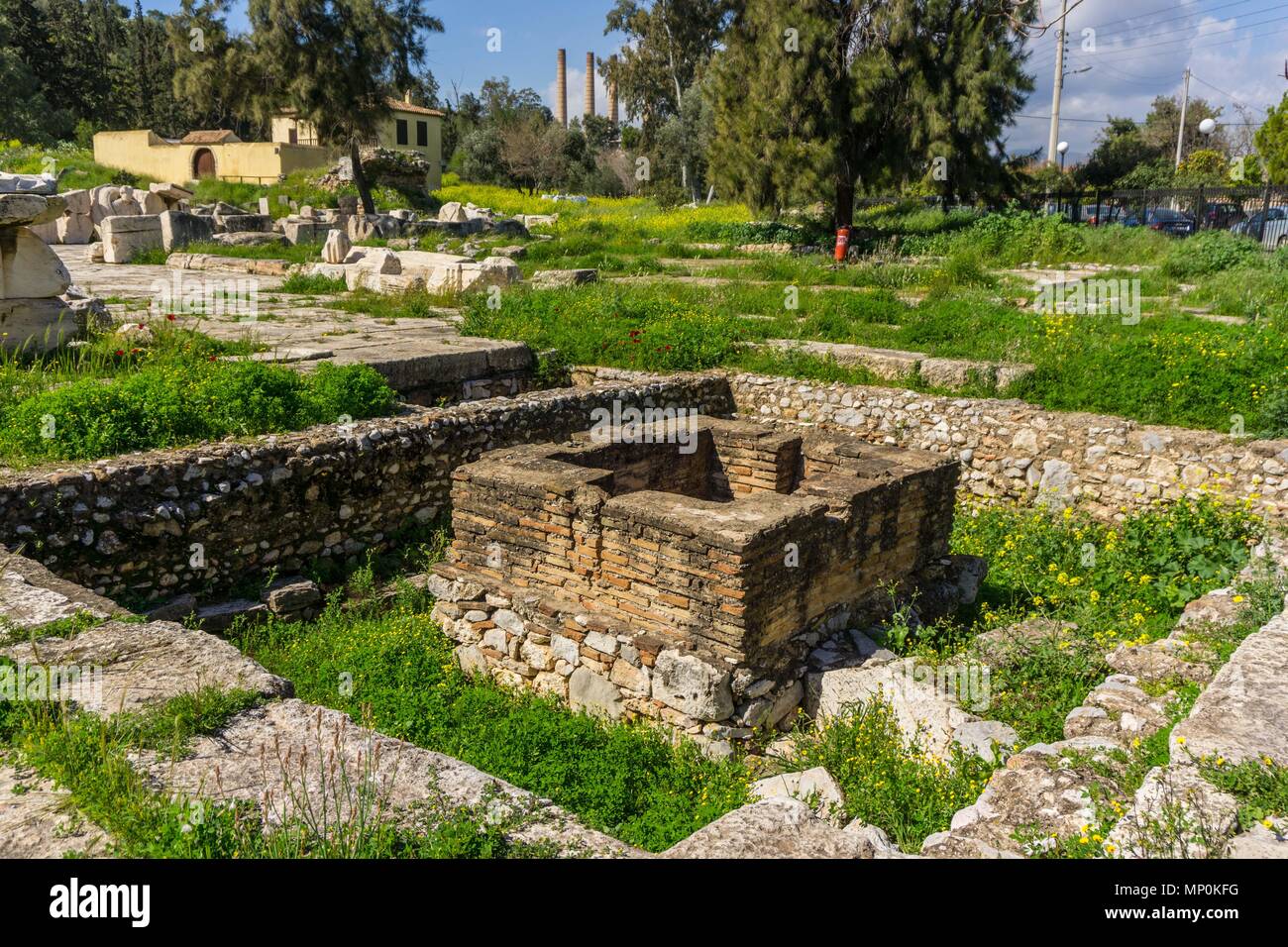 The eschara in the Sacred Court, a structure (2nd B.C.), with altars ...