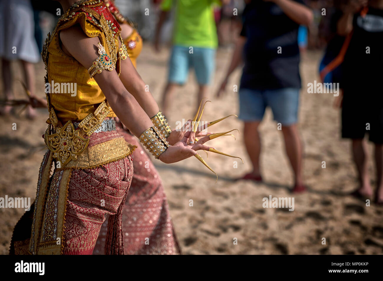 Thailand dancer detail with extended finger nail decoration. Fawn Thai ...