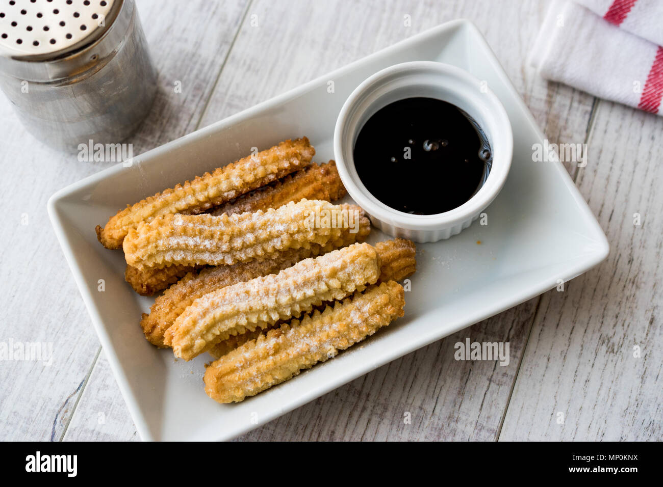 Spanish Dessert Churros with Chocolate Sauce / Baked Sweet Dough ...