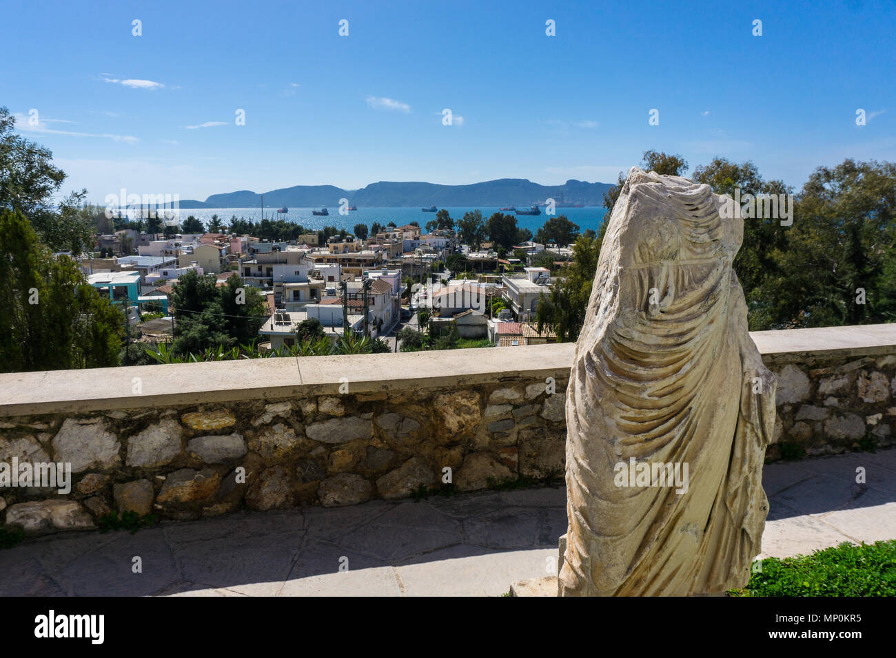 Eleusina city from the archaeological site of Eleusis. The Eleusinian ...