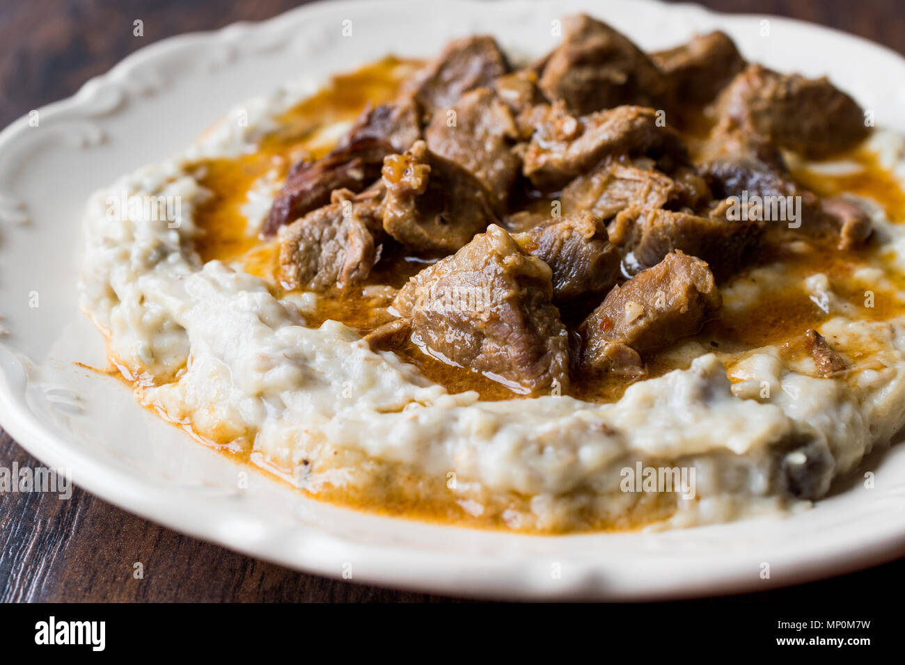Turkish Food Hunkar Begendi made with Eggplant and Meat. Traditional Food Stock Photo - Alamy