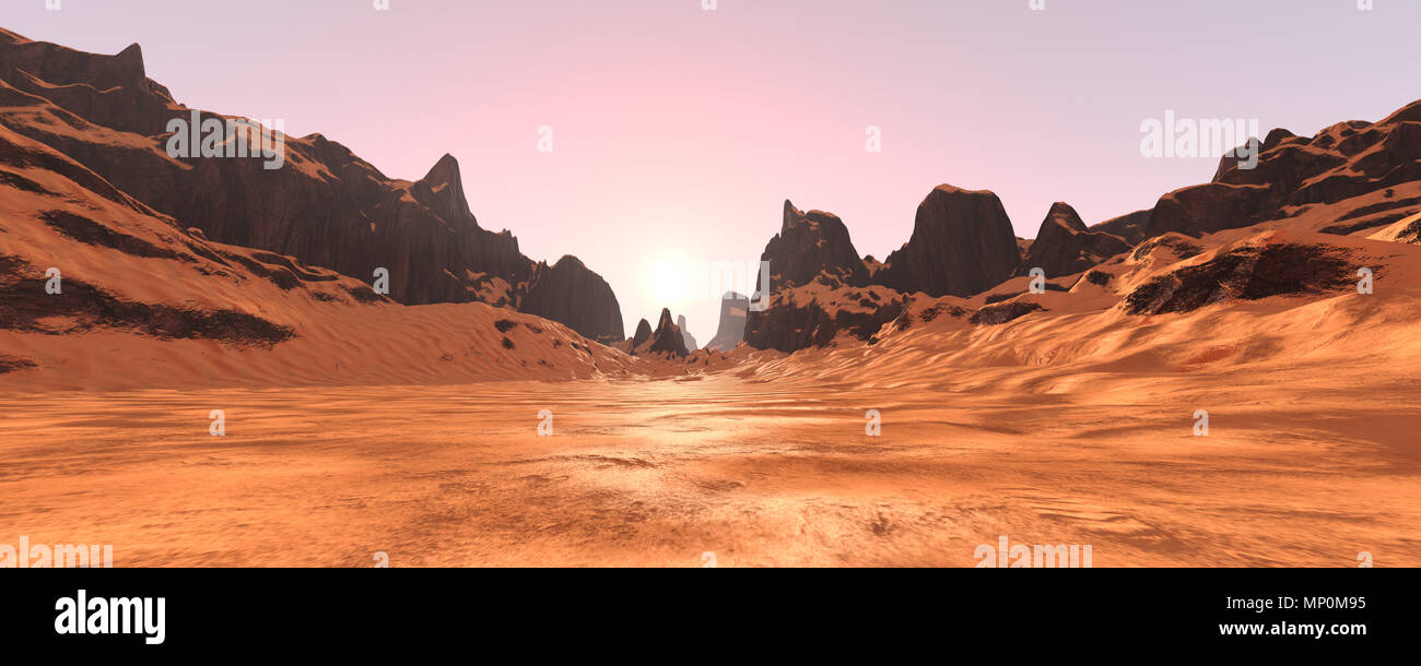 3D rendering of a canyon valley landscape Stock Photo - Alamy