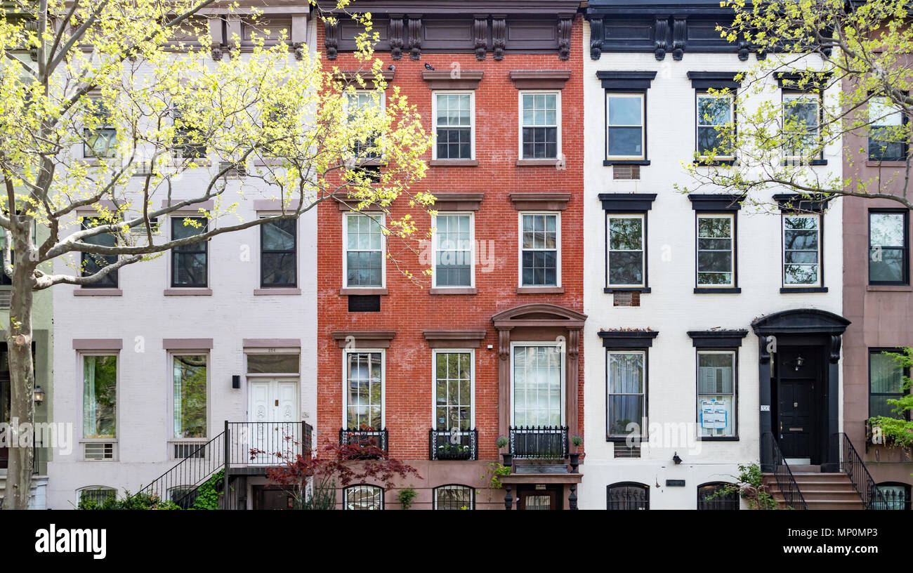 Row of historic buildings along 30th Street in Manhattan, New York City ...