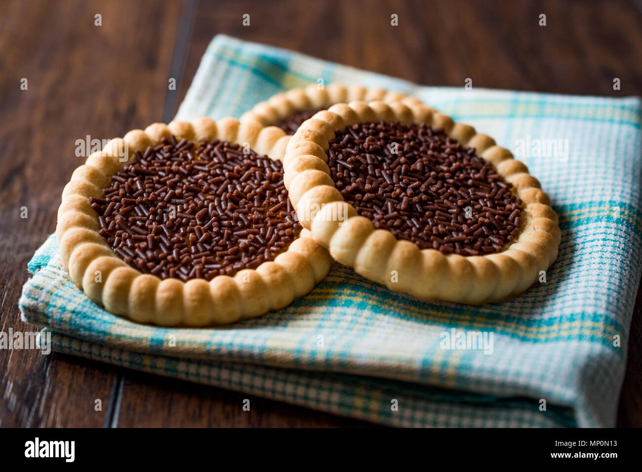 Biscuit with Chocolate sprinkles and jelly. Bakery Concept Stock Photo ...