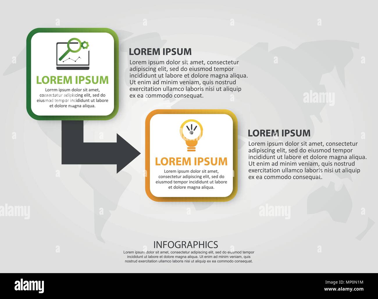 Vector illustration. An infographic template with 2 steps and an image ...