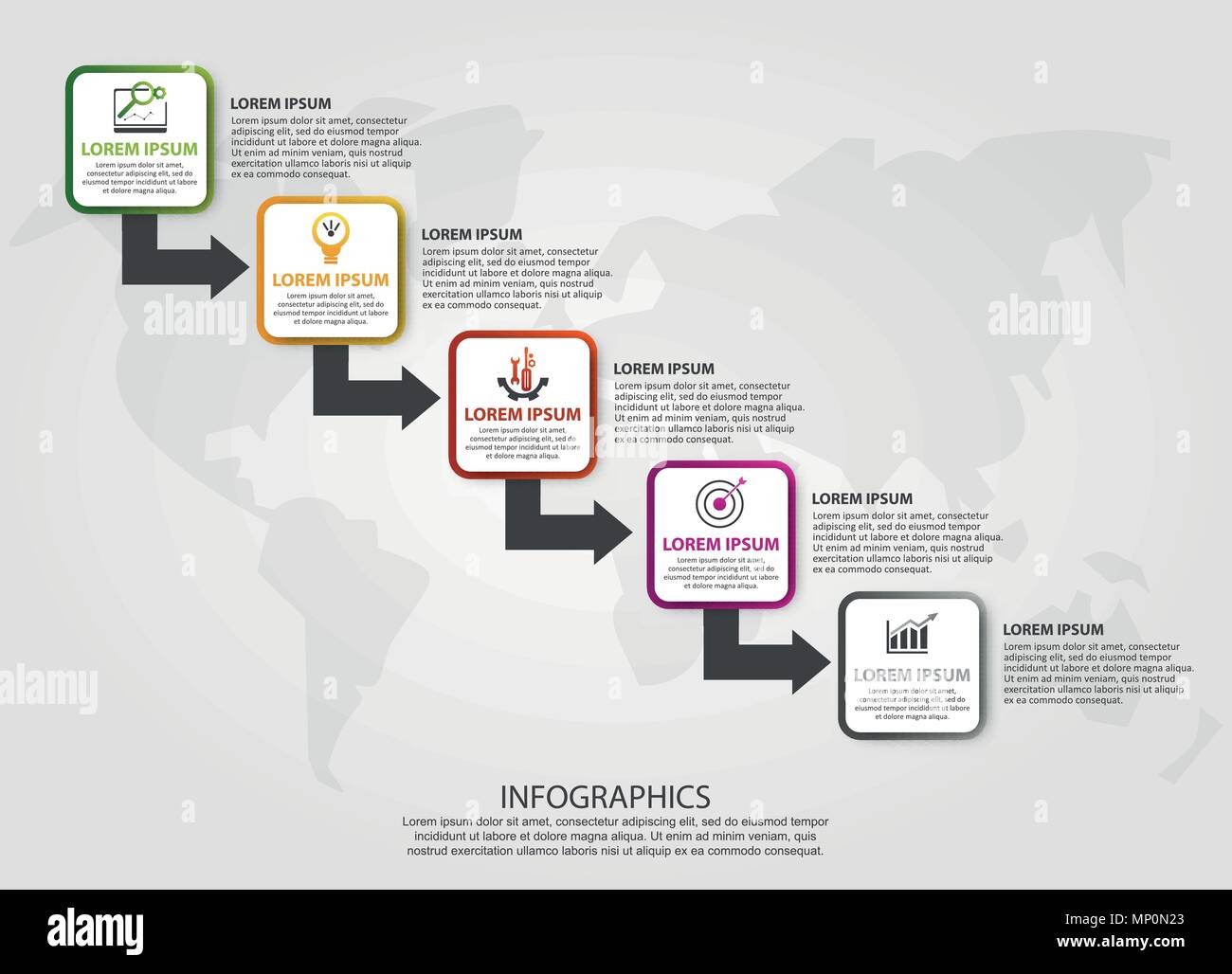 Vector illustration. An infographic template with 5 steps and an image ...