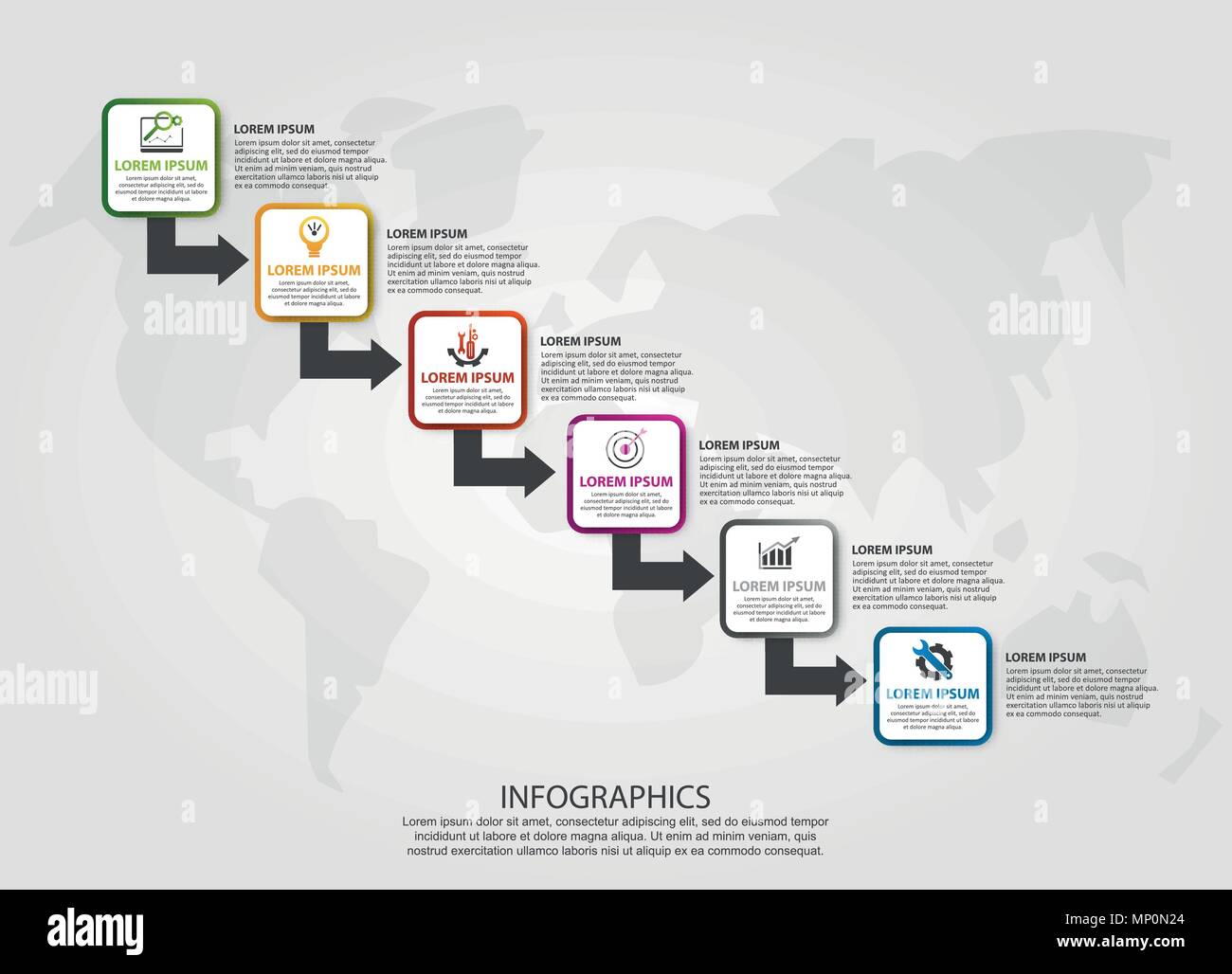 Vector illustration. An infographic template with 6 steps and an image ...