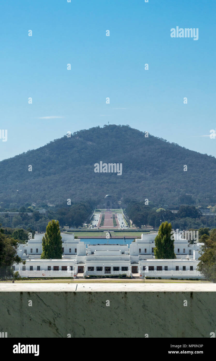 View of Old Parliament House, Anzac War Memorial and Mount Ainslie from ...