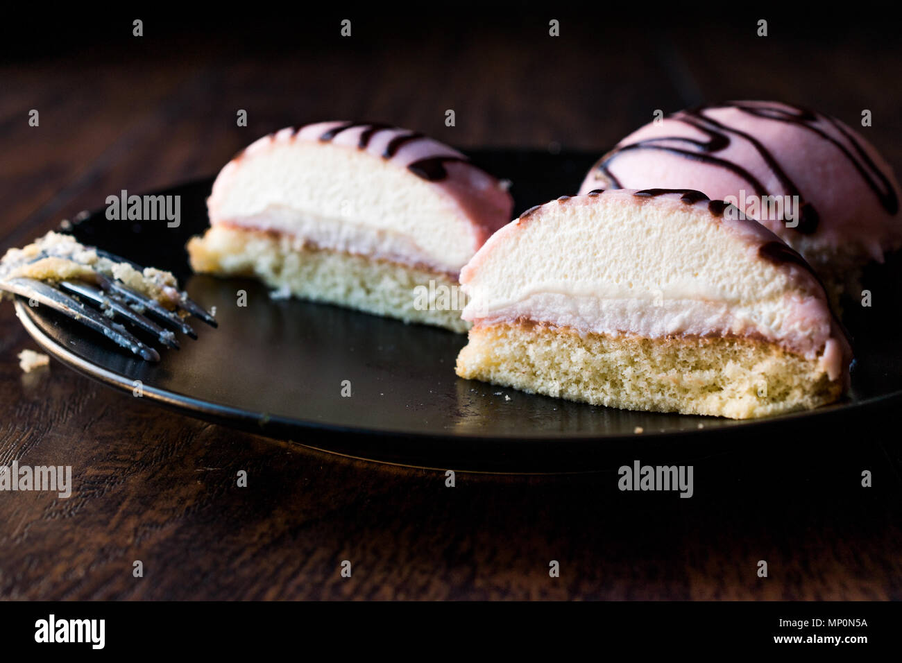 Half Sliced Cut Pink Princess Cream Cake with Almond Paste / Marzipan ...