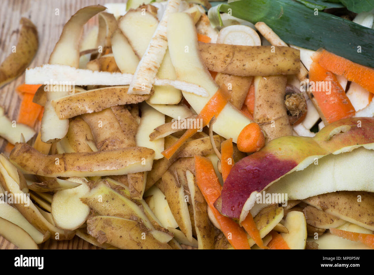 pile of rotting kitchen fruits and vegetable waste for compost Stock ...