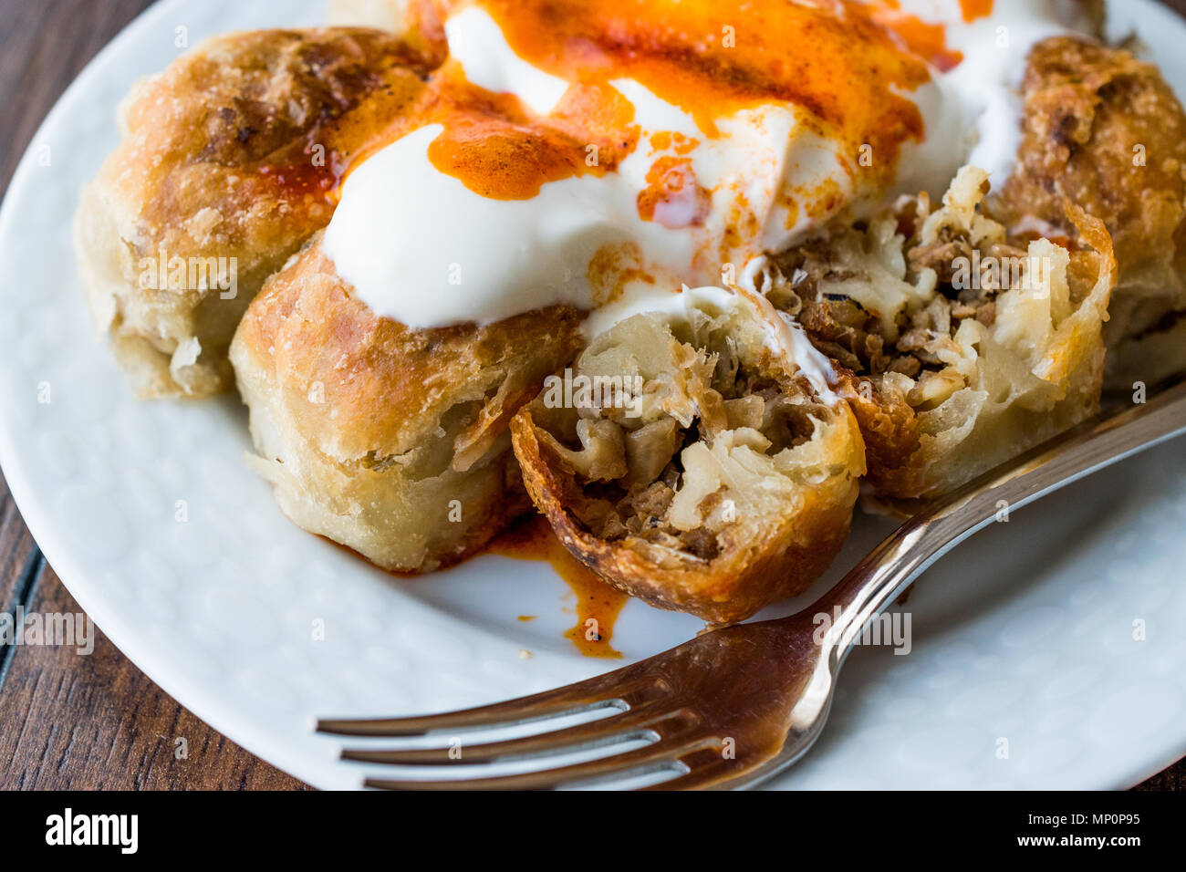 Bosnian Pastry Manti with Yogurt and Fried Butter Sauce / Bosnak Borek ...