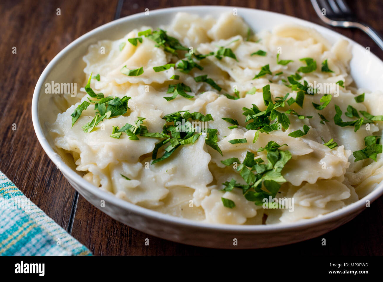 Homemade Italian Plain Ravioli with Parsley. Traditional Food Stock ...