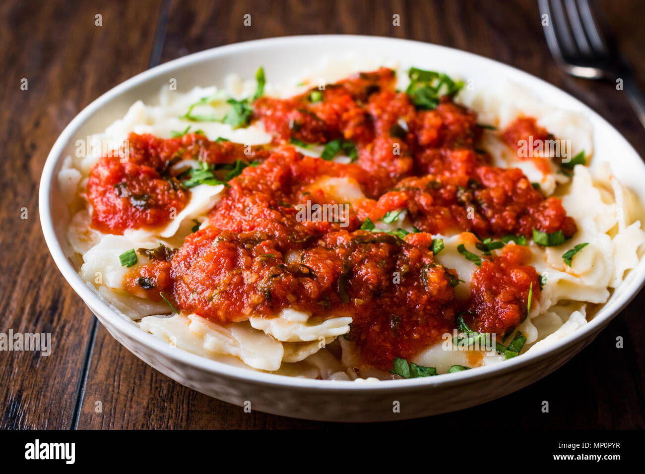 Homemade Italian Ravioli with Tomato Sauce. Organic Food Stock Photo ...