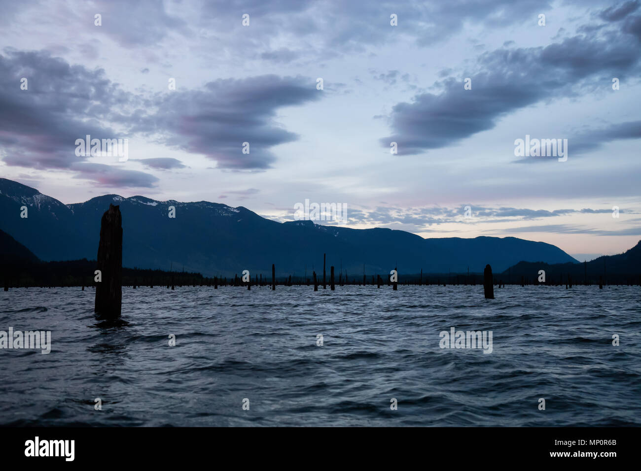 Striking view of Canadian Landscape during a vibrant sunrise. Taken in ...