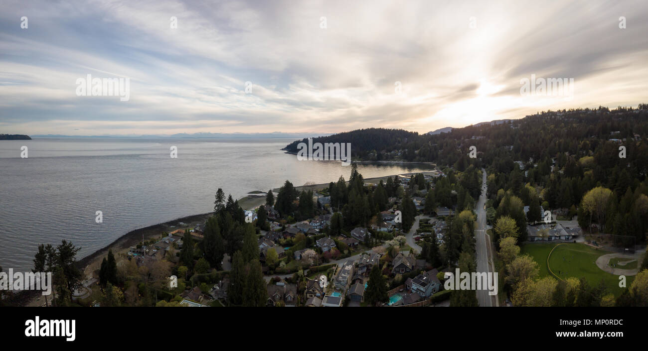 Aerial Panoramic view of the residential neighborhood in the city ...