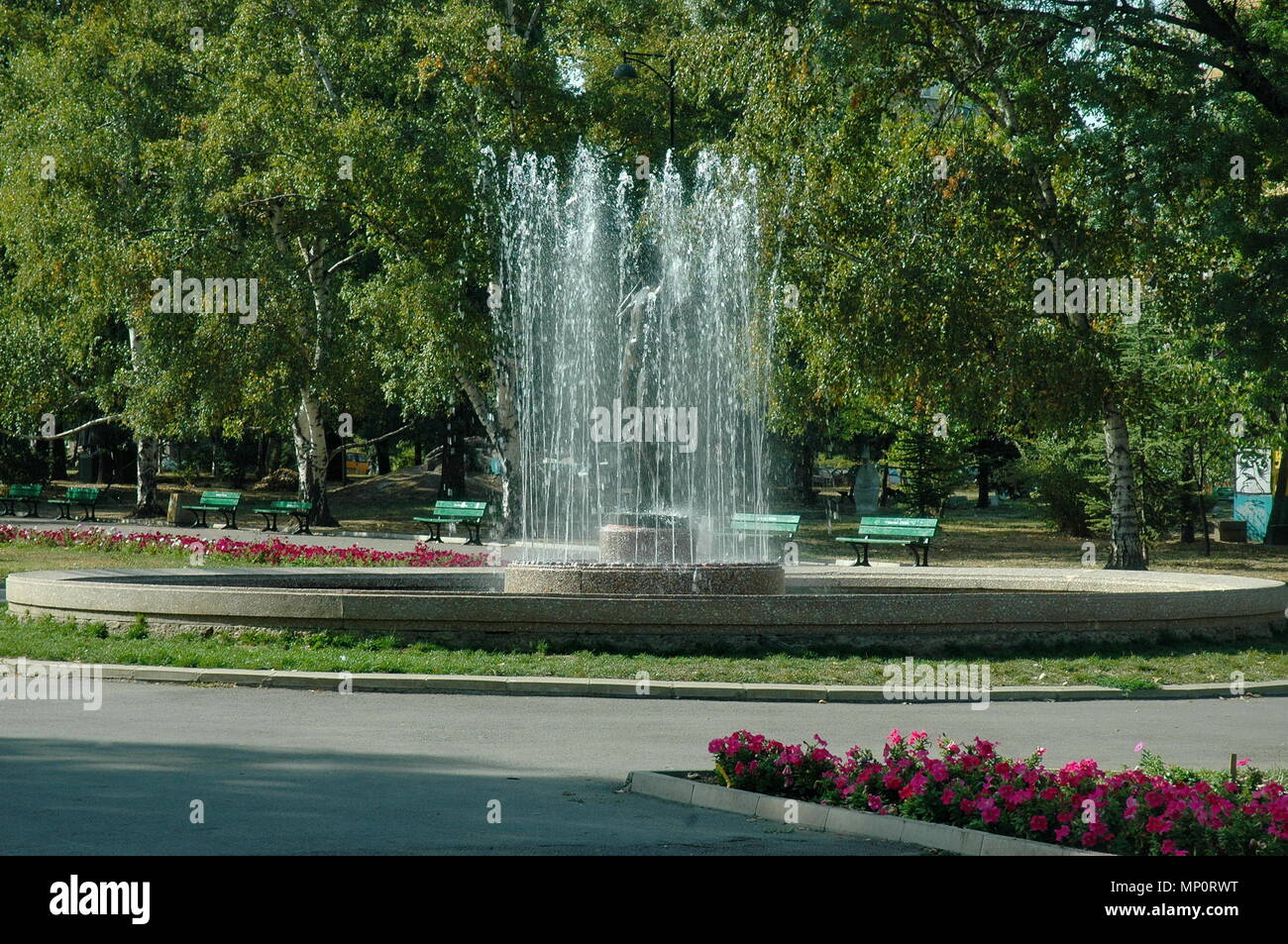 Beauty landscape of many fountain with different programme in public ...