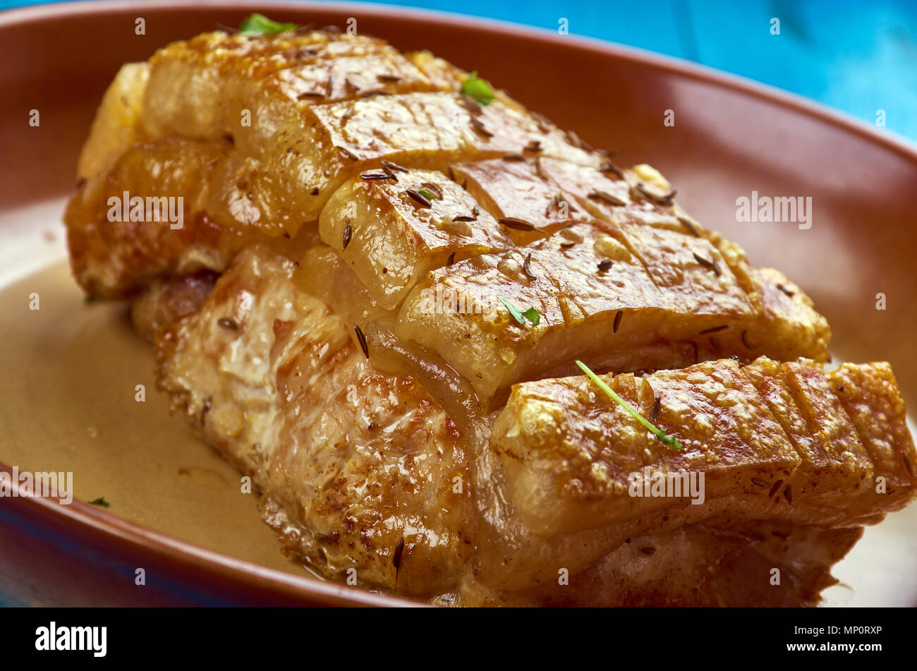 Authentic Schweinebraten German Pork Roast, Bavarian Style Stock Photo ...