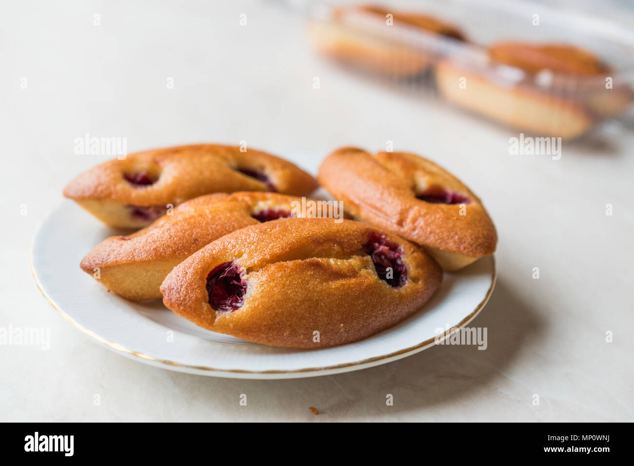 Turkish Mekik Kek / Mini Cakes with Cherry. Traditional Food Stock ...