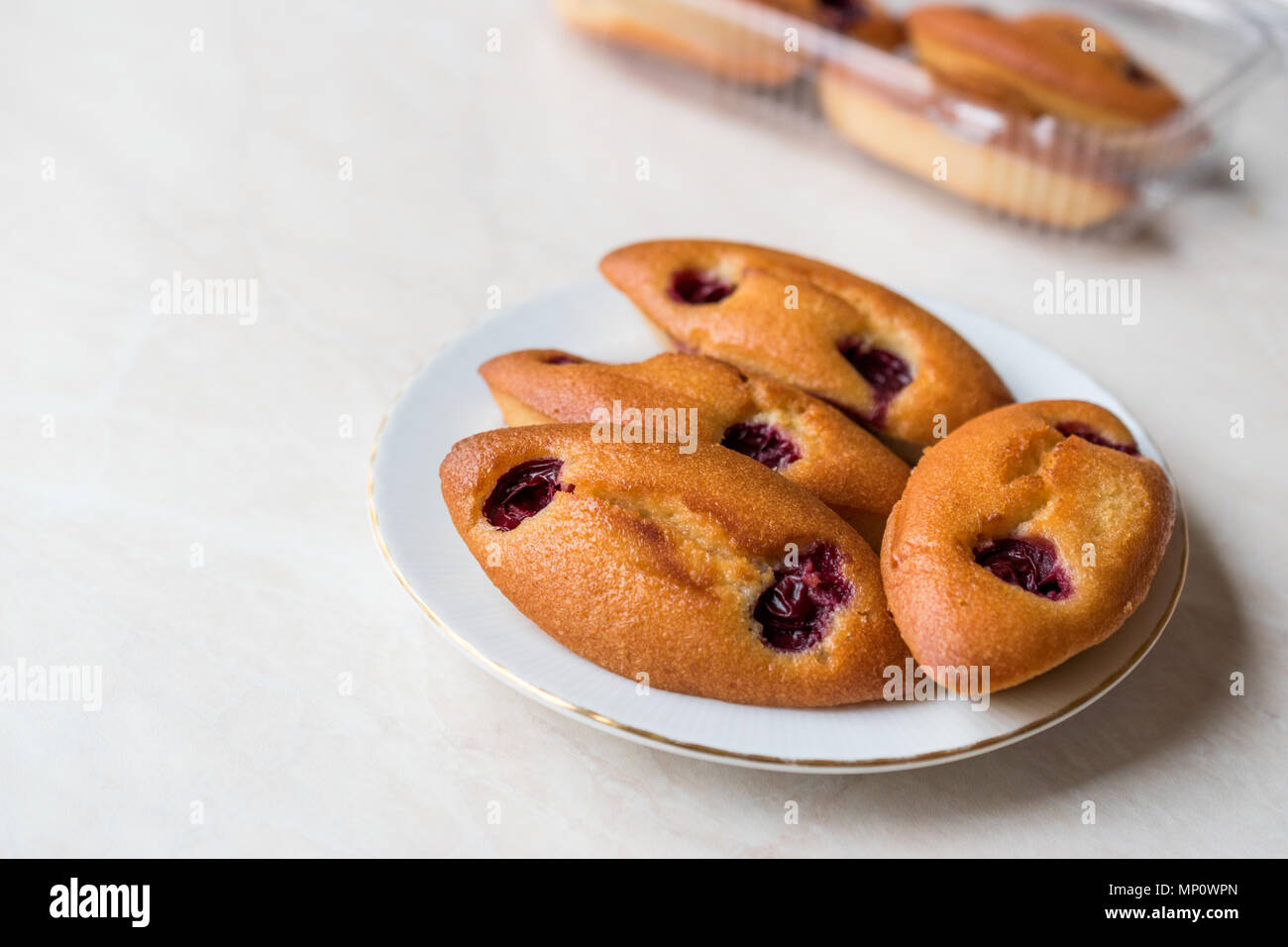 Turkish Mekik Kek / Mini Cakes with Cherry. Traditional Food Stock ...