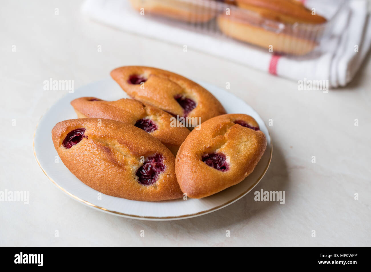 Turkish Mekik Kek / Mini Cakes with Cherry. Traditional Food Stock ...