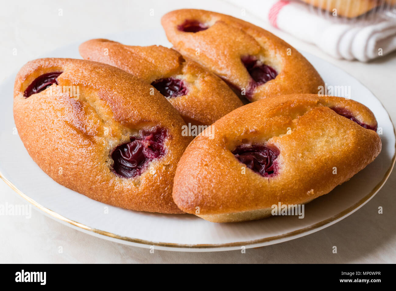 Turkish Mekik Kek / Mini Cakes with Cherry. Traditional Food Stock ...