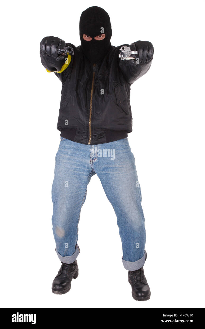 gunman with handgun isolated on white background Stock Photo - Alamy