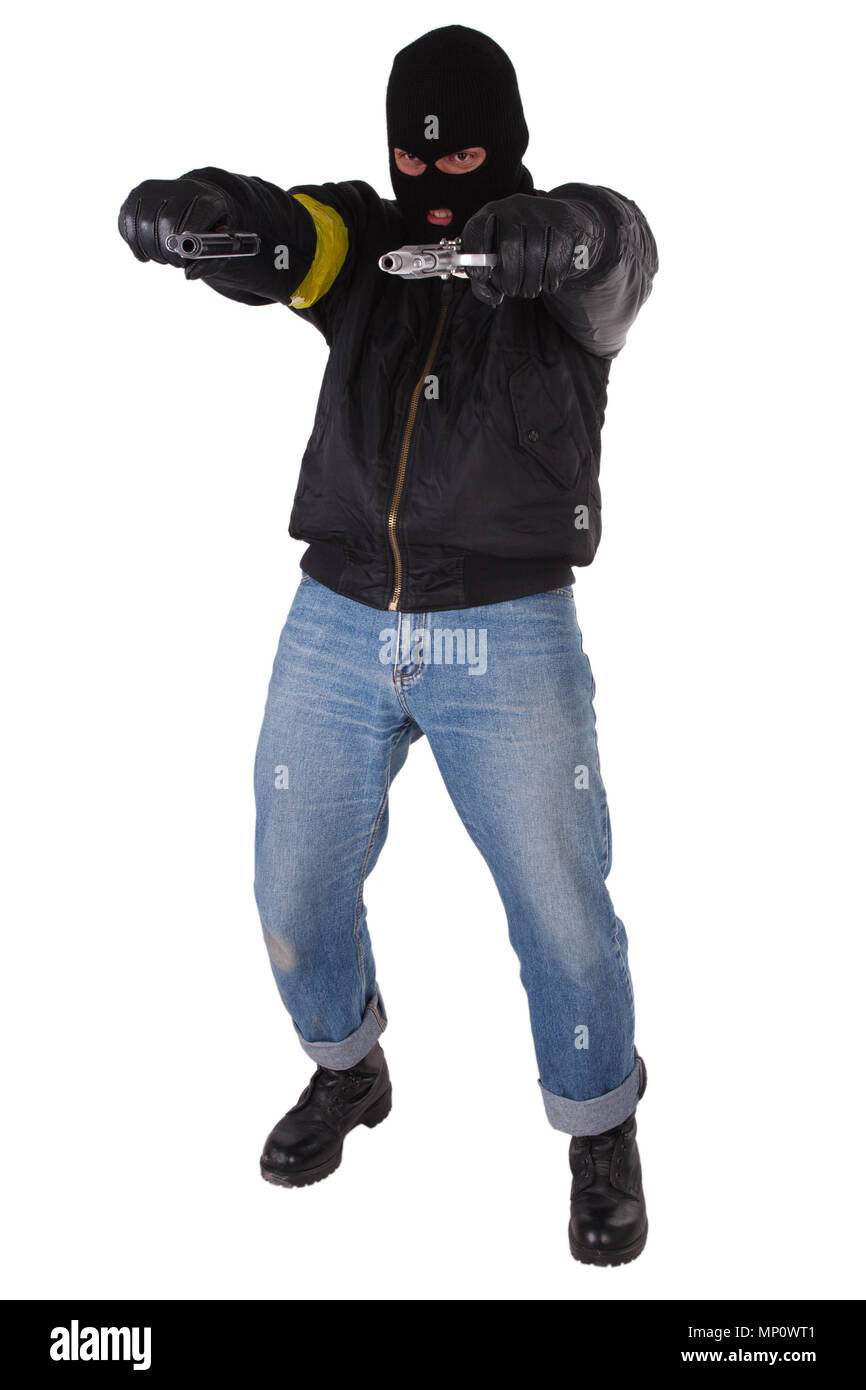 gunman with handgun isolated on white background Stock Photo - Alamy