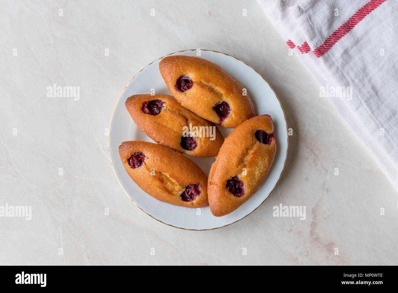 Turkish Mekik Kek / Mini Cakes with Cherry. Traditional Food Stock ...