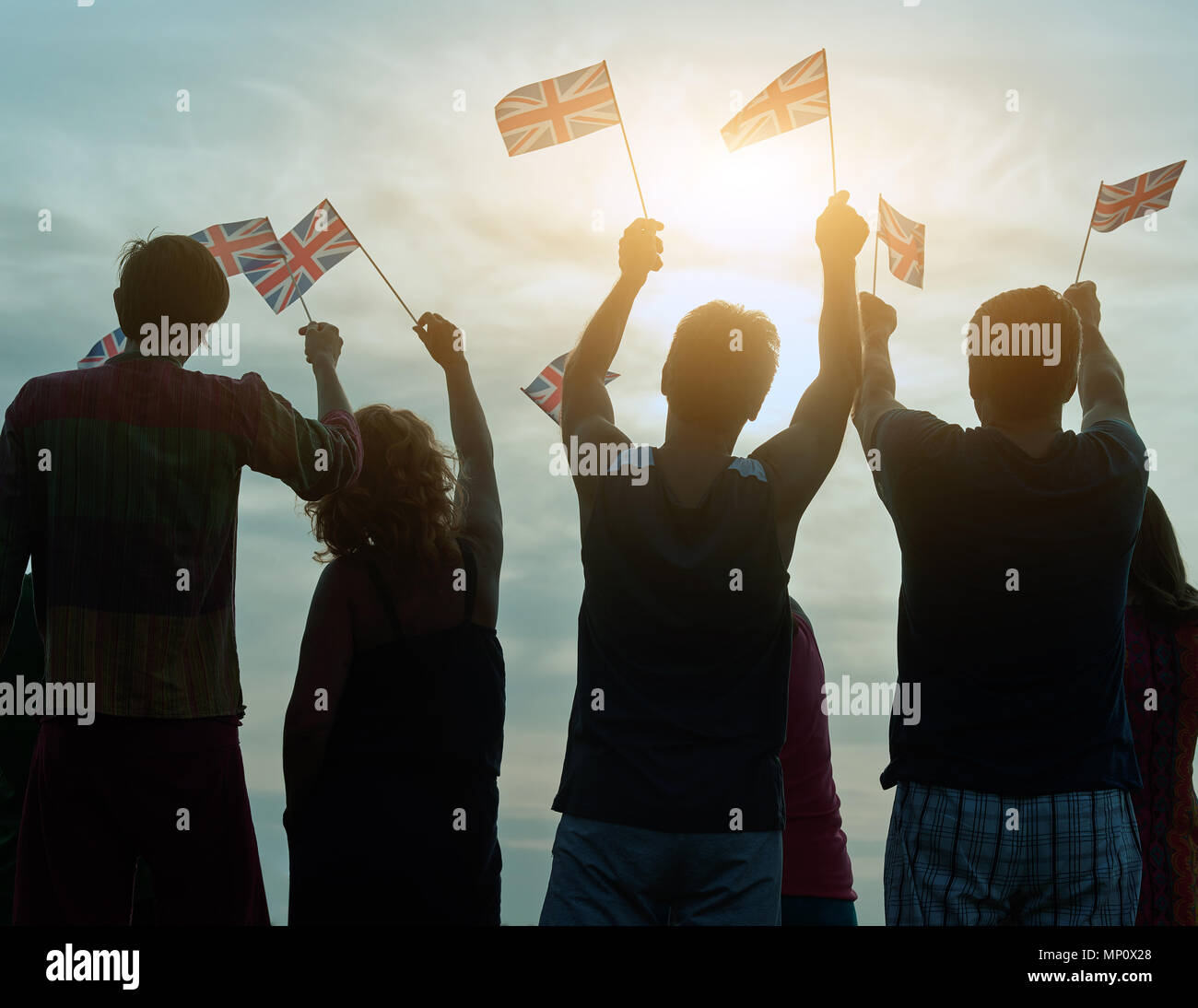 People with british flags Stock Photo - Alamy