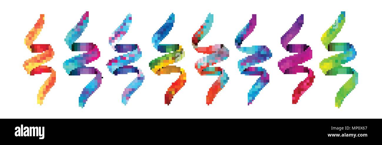 Set Abstract Colorful Wave Flow Design Elements Vector Illustration