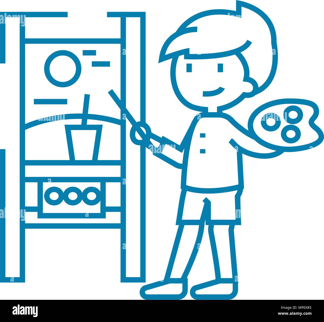 Creative person linear icon concept. Creative person line vector sign ...