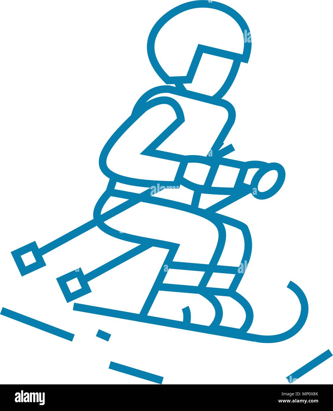 Cross-country skiing linear icon concept. Cross-country skiing line ...
