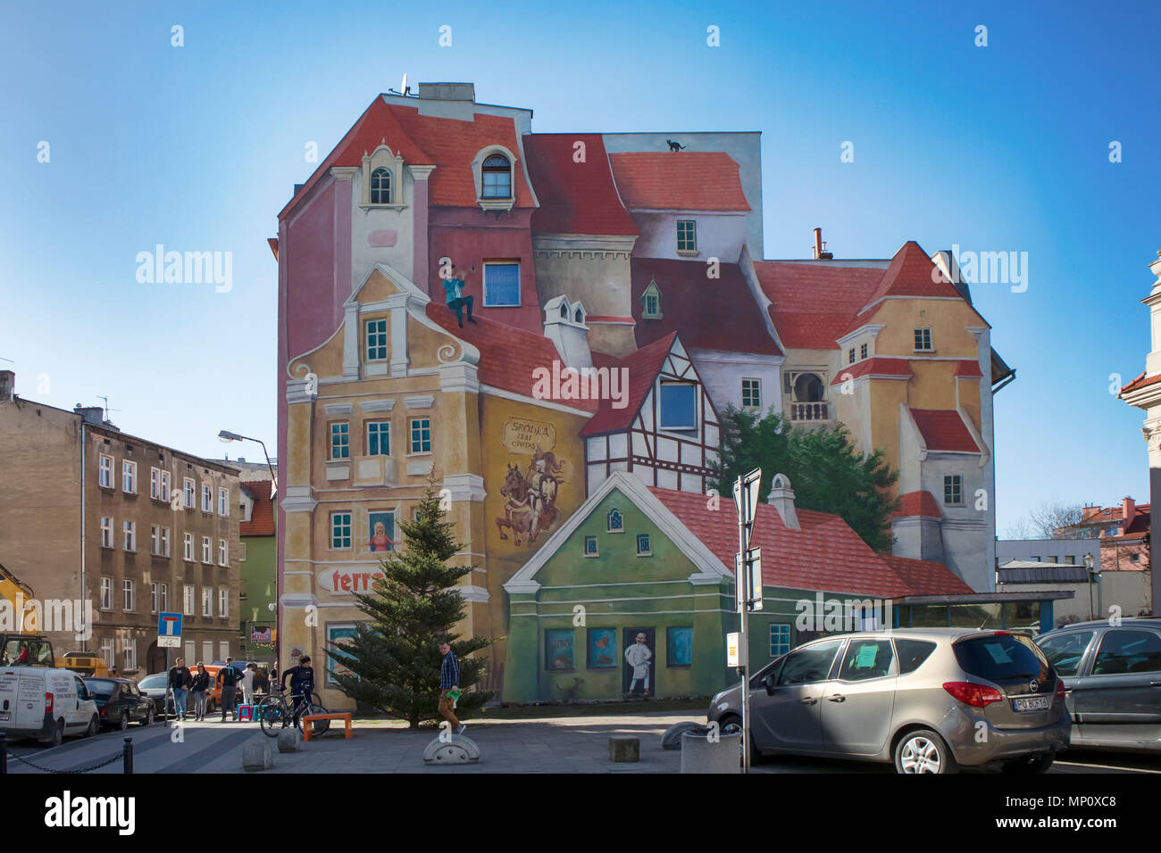 Poznan, Poland, April 30, 2018: 3D Mural In Poznan, Poland, Painted To ...