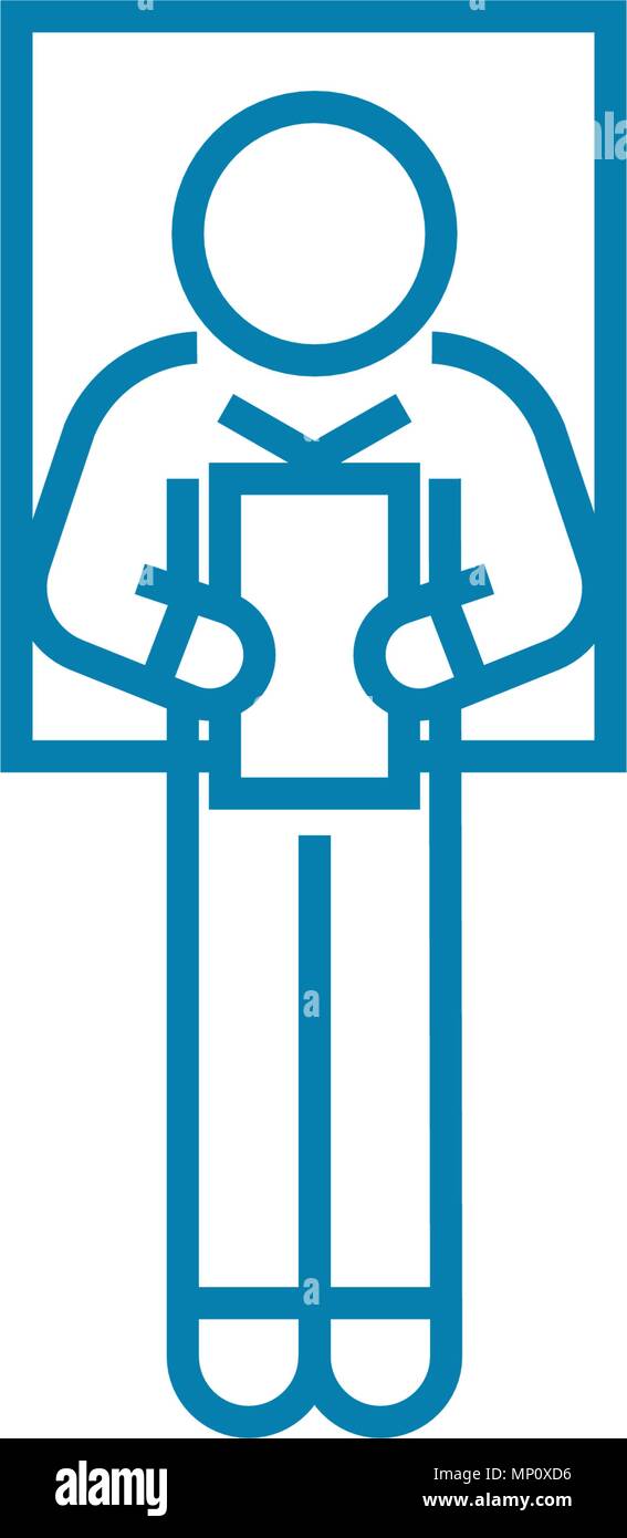 Delivering a speech linear icon concept. Delivering a speech line ...