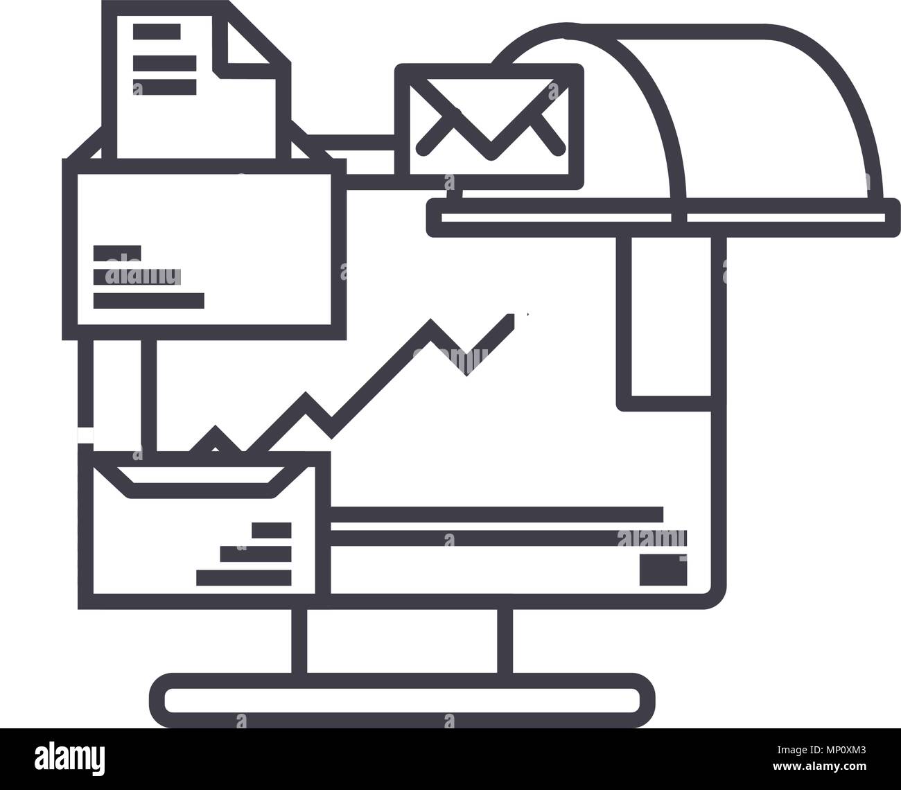 Document management linear icon concept. Document management line ...